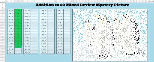 Digital Mystery Picture for Addition to 20 | Winter Addition Facts Snow ...