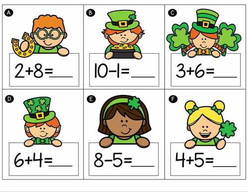Saint Patricks Day Addition and Subtraction within 10 Scoot Game/Write ...