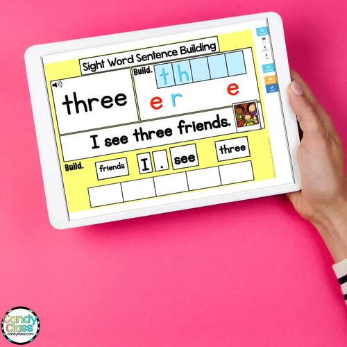 Sight Word Sentence Building Practice Kindergarten Boom Card Activity ...