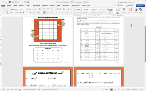 Halloween Math Game Evaluating Expressions Activity Order of Operations