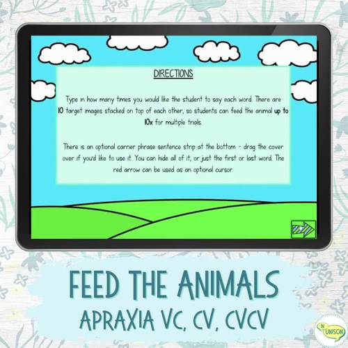 Feed the Animals Apraxia Boom Cards™ | VC, CV, CVCV Words | TpT