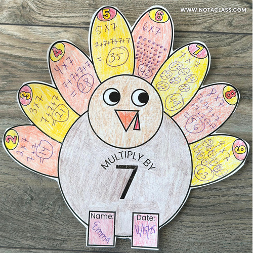 Thanksgiving Turkey Math Craft | 3rd Grade Multiplication Facts Worksheets