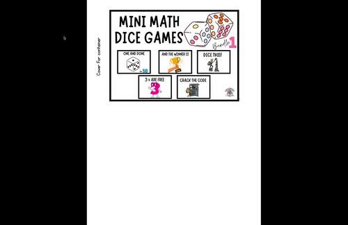 Bundle 1 Mini-math games- Dice games/ Partner games/Add and Subtract