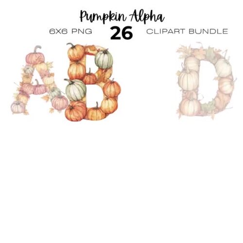 Watercolour Pumpkin Alphabet bundle, Autumn, Fall Season clipart, Fall ...