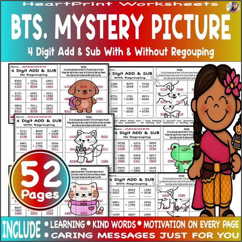 4 Digit Addition & Subtraction with & without regrouping | Bts.Mystery ...