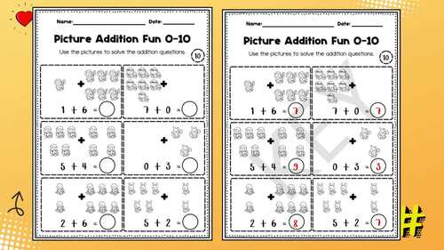 Picture Addition 0–10 | Fun Math Worksheets with Cute Bunny & Turtle Theme