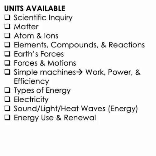 Physical Science Notes Outlines Bundle, Physical Science Bullet Notes