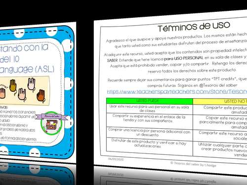 Jugando y contando con la familia del 10, Inclusión ASL by Tesoros del ...