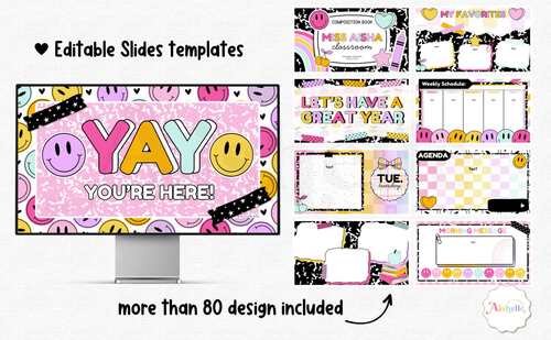 Editable Smiley Composition Book Classroom Decor Bundle - Personal Use