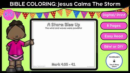 Bible Coloring Pages: Jesus Calms The Storm by WorldSkoolie | TPT