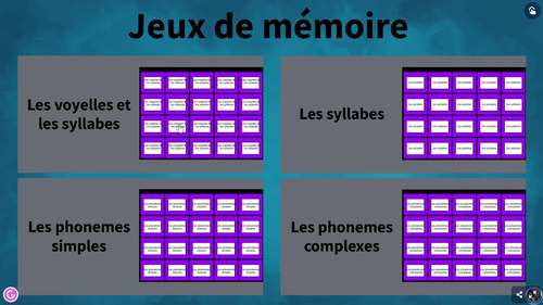French Sounds Memory Games with Audio Mémoire les voyelles, syllabes ...