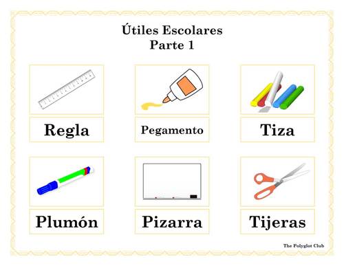 Study Guide - Útiles Escolares - Español (Spanish) by The Polyglot Club