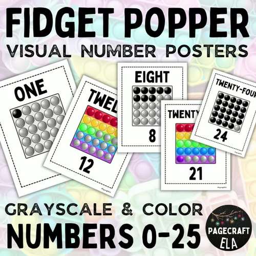 Number Posters 0-25 | Fidget Popper Visuals | Pop-it Graphics ...