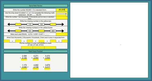 NO Prep - Spiral Math Review Bundle for 3rd or 4th Grade - Week 6
