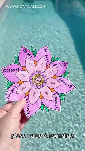 3rd Grade Spring Math Flower Craft, Place Value & Rounding Practice ...