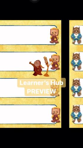 DISNEY THEMED: Beauty and the Beast Name tags and labels by Learner's Hub