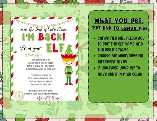 Editable Elf Return Letter for Classroom | Christian Christmas Elf Note ...