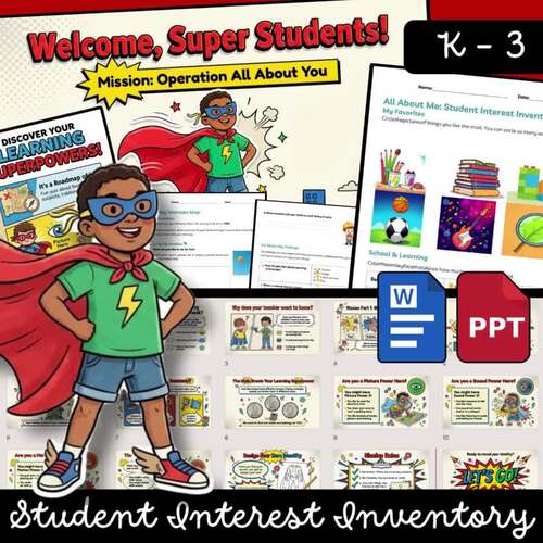 Student Interest Survey K–3 | Back to School Student Interest Inventory ...