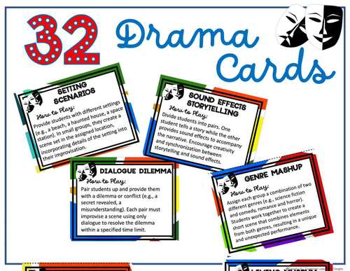 Drama Cards: 32 printable GAME CARDS for use for acting activities