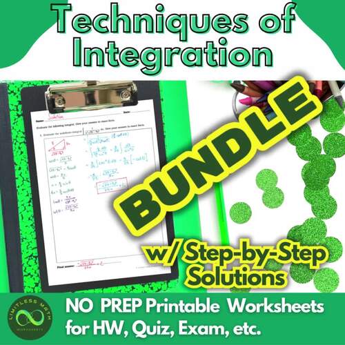 Integration Techniques w/ Definite & Indefinite Integrals w/ Solutions ...