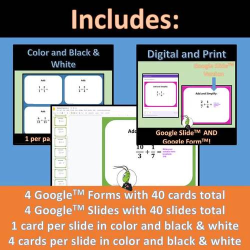Adding Fractions with Common and Unlike Denominators Task Card and ...