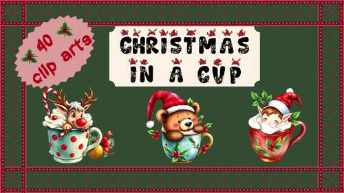 Christmas in a Cup (2) - Festive Clip Art of Animals and Seasonal ...