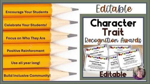Editable Awards Certificates for Character Traits; End of Year Awards ...