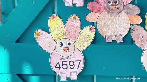 Thanksgiving Turkey Math Craft Multiplication Practice Worksheets ...