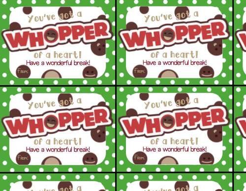 Whoppers Chocolate Christmas/ Winter Holiday Gift Tag- You've got a ...