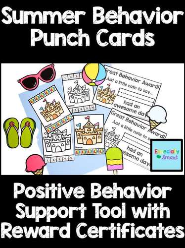 ESY Classroom behavior management punch cards & reward set Summer theme