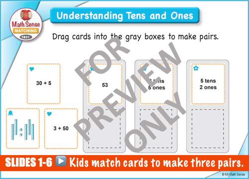 Tens & Ones with Models DIGITAL MATCHING: 20 PPT / Google Slides 1B21