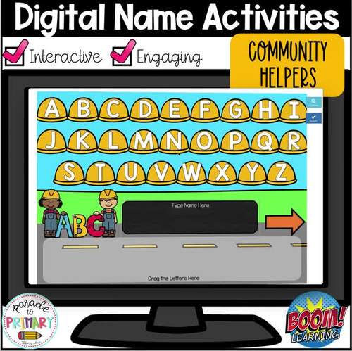 DIGITAL Name Activities - Community Helpers - Boom Cards - Distance ...