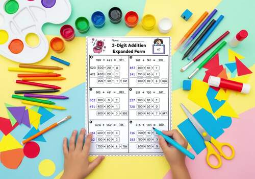 3-Digit Addition Expanded Form Worksheets - No Regrouping - Place Value ...