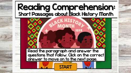 BLACK HISTORY MONTH READING COMPREHENSION | 30 BOOM CARDS | WH QUESTIONS