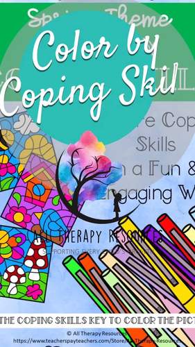 SPRING Color by COPING SKILLS Coloring Pages I Counseling Activities