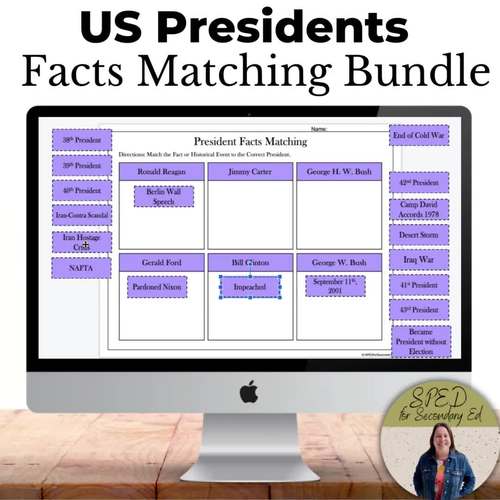 US Presidents 1-46 Facts Matching Activities Bundle by SPED for ...