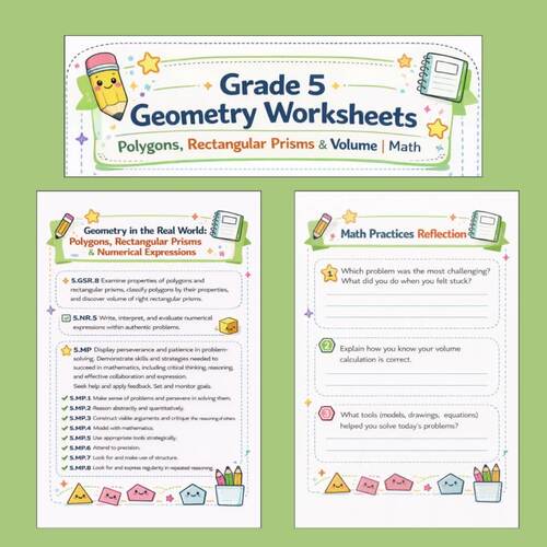 Grade 5 Geometry Worksheets | Polygons, Rectangular Prisms & Volume ...