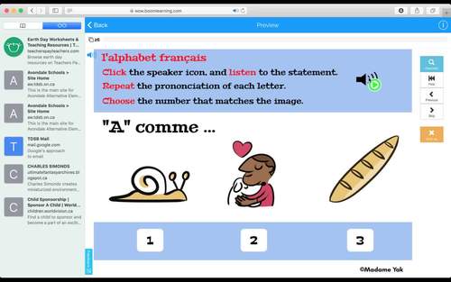 BOOM Cards L'alphabet français French Alphabet (listening) by Madame Yak