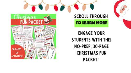 Christmas Morning Work, NO PREP Activities Packet, Busy Work, Early ...