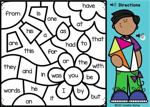 Sight Words #1 Spring Color By Code Boom Cards by Jennifer Bates