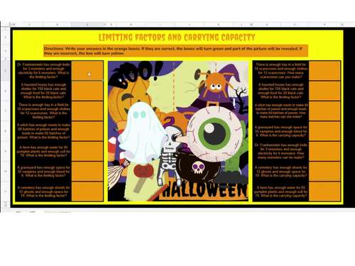 Limiting Factors Halloween themed Picture Reveal Digital Worksheet by ...