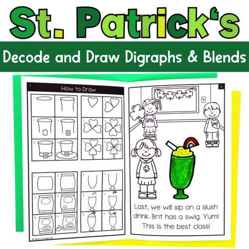 St Patricks Day Decodable Readers Digraphs Blends | Directed Drawing Books