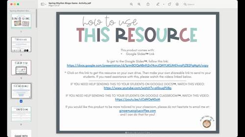 Spring Rhythm Bingo Game | Printable & Distance Learning Activity