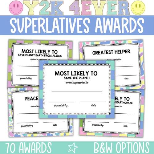 Retro Groovy Superlative Awards / End of Year Award Certificates