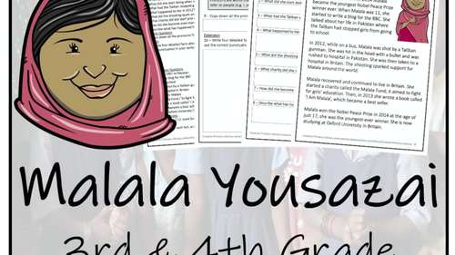 Malala Yousafzai Close Reading Comprehension Activity | 3rd Grade & 4th ...