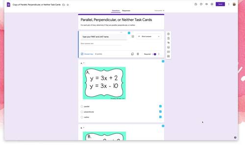 Parallel, Perpendicular, or Neither Digital Task Cards | TPT