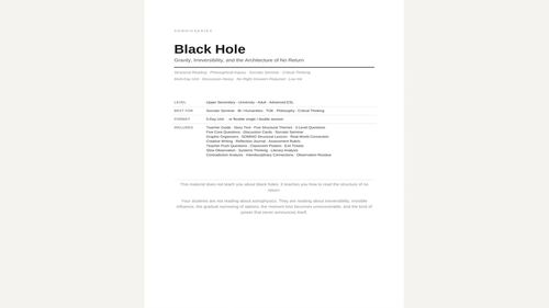 Black Hole: Gravity, Irreversibility, and the Architecture of No Return