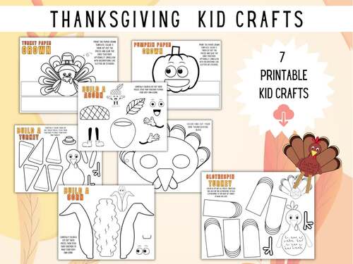 7 No Prep Thanksgiving Turkey Pumpkin Craft Activities Coloring Pages ...