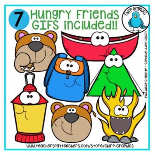 Feed the Camping Friends GIF and PNG Clip Art Set by Chirp Graphics