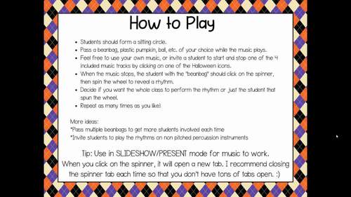 Elementary Music Passing Game for Halloween: Spin-a-Rhythm // Quarter ...